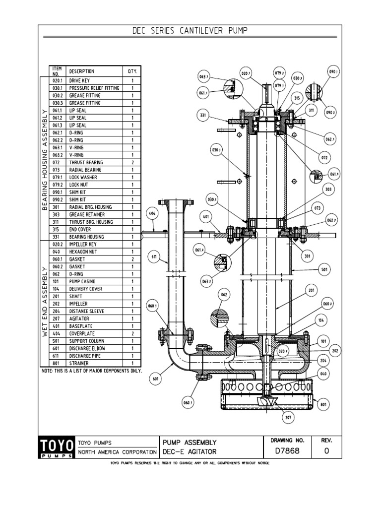 13 3 Dec Pump Assembly Cross Sectional Drawing e Agitator d7868 PDF | PDF