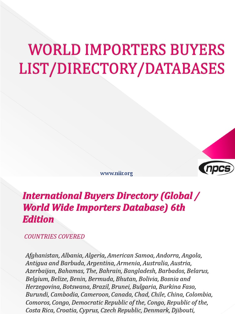 International Buyers Directory Overview | PDF | Persian Gulf | Middle East