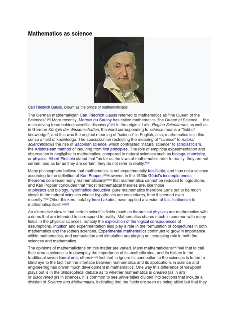 Mathematics As Science: Carl Friedrich Gauss | PDF | Teaching ...