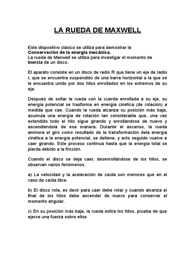 La Rueda de Maxwell | PDF | Rotación | Energía cinética