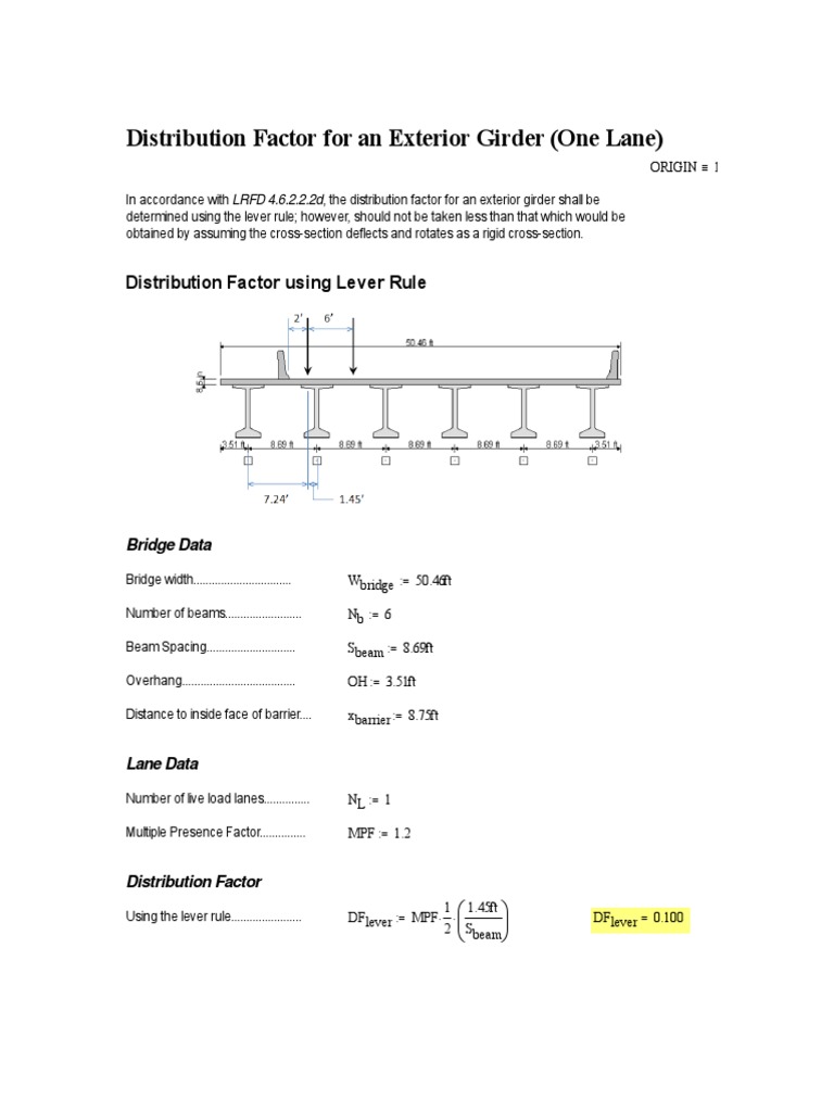 Rigid Cross-Section Distribution Factor Check | PDF | Lever | Beam ...