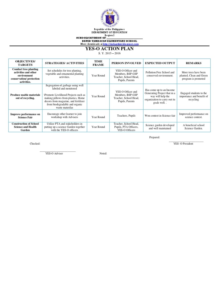 Yes-O Action Plan PDF | PDF | Recycling | Economy And The Environment