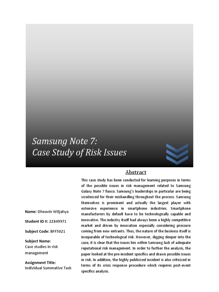 Samsung Note 7: Case Study of Risk Issues | PDF | Samsung Electronics ...