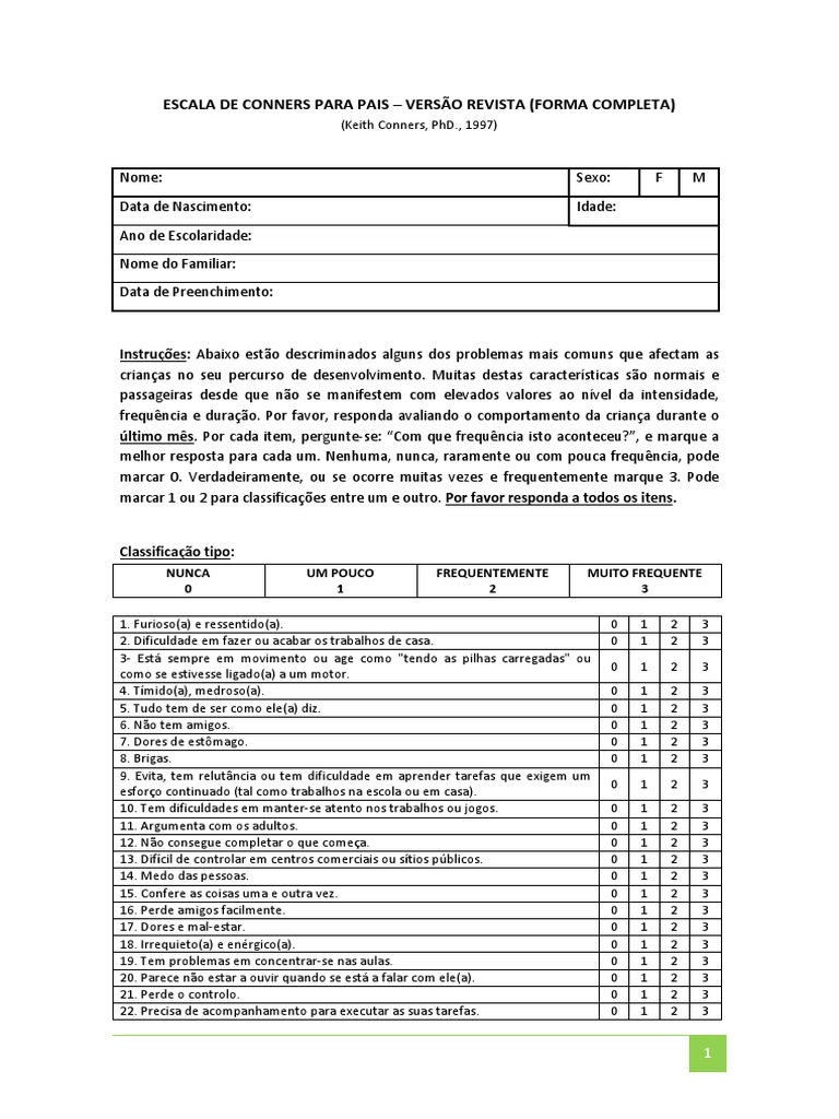 Escala de Conners Pais PDF