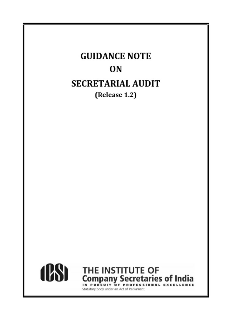 Guidance Note On Secretarial Audit-Word | PDF | Regulatory Compliance ...