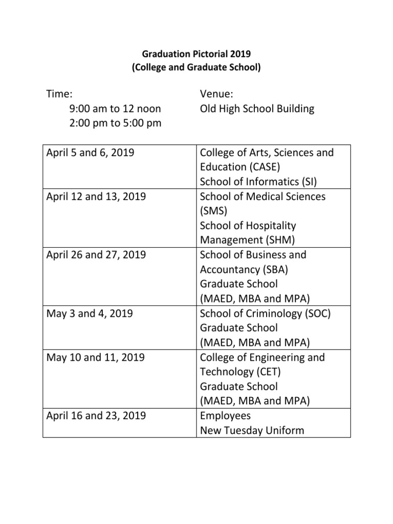 Graduation Pictorial 2019 (College and Graduate School) | PDF
