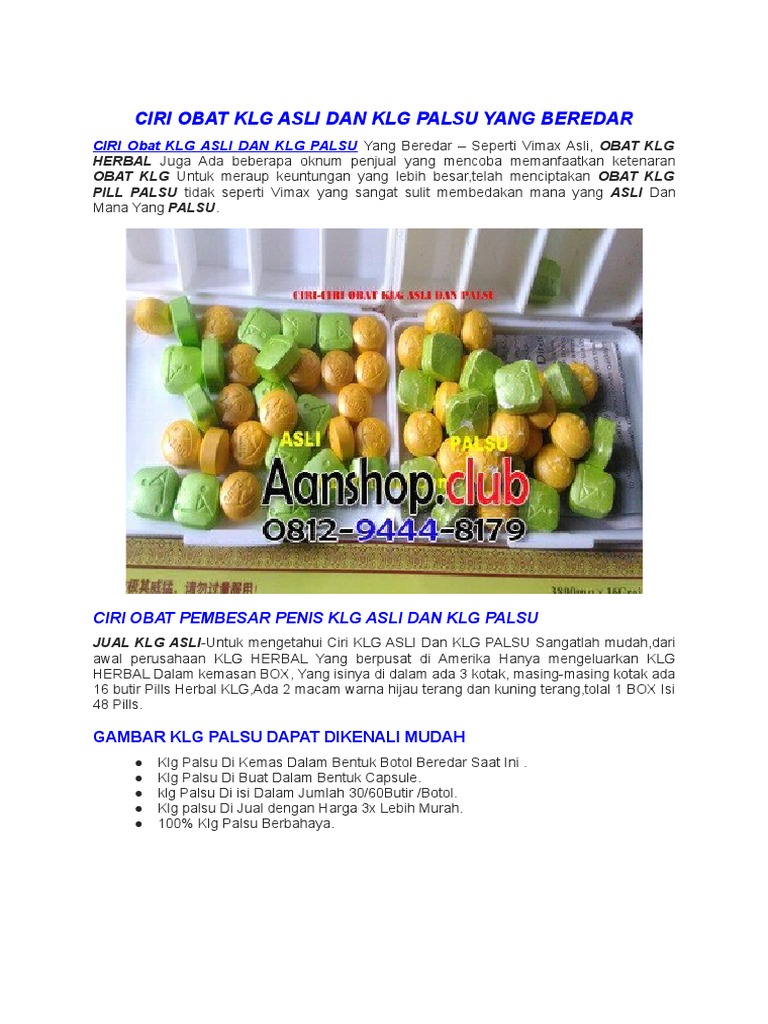 Ciri Obat KLG Asli Dan KLG Palsu Yang Beredar | PDF