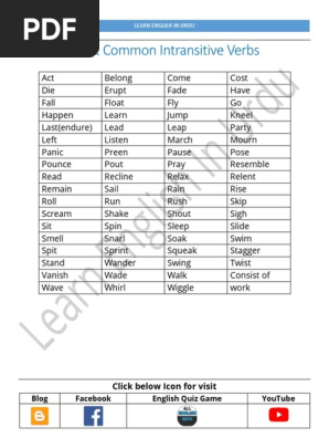 Intransitive Verb List