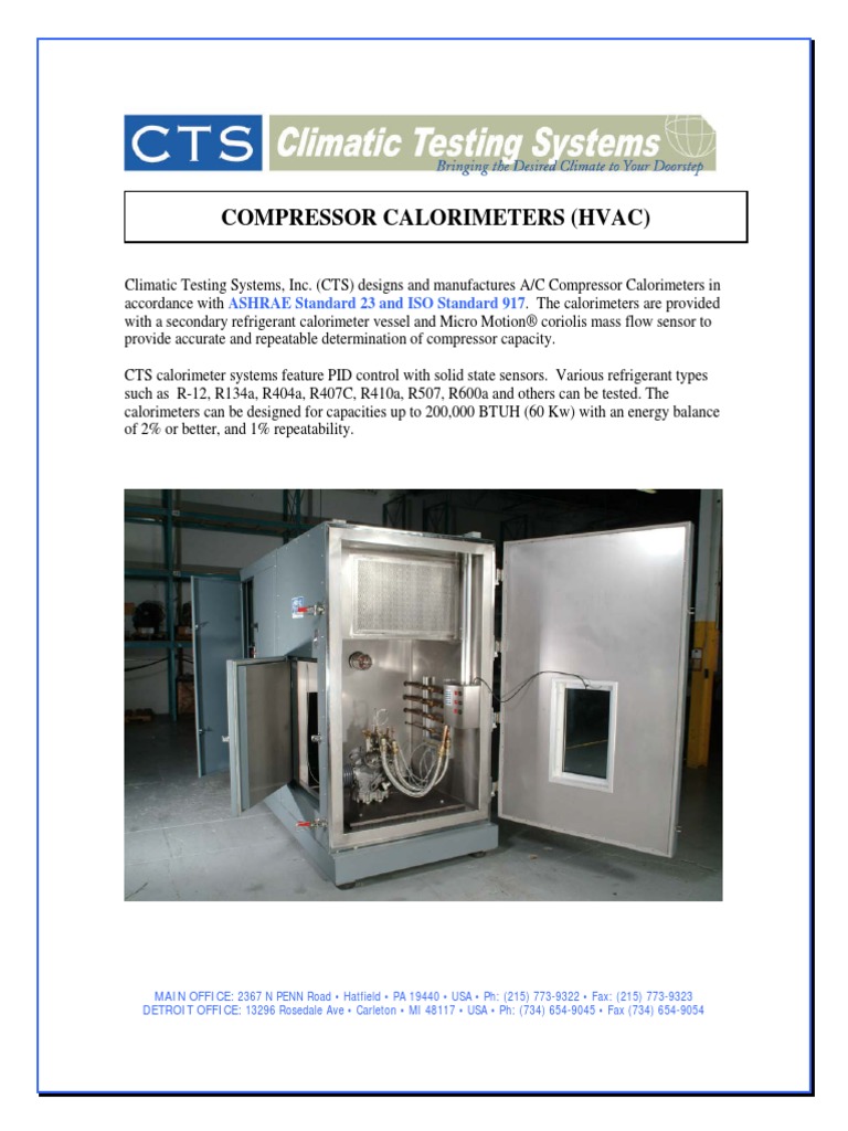 Compressor Calorimeters (Hvac) : ASHRAE Standard 23 and ISO Standard ...
