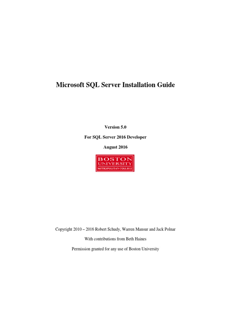 SQL Server 2016 Installation Guide v5 | Download Free PDF | Microsoft ...