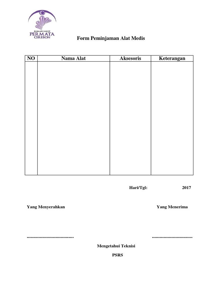 Form Peminjaman Alat Medis | PDF