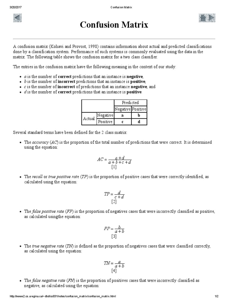 Confusion Matrix | PDF | Accuracy And Precision | Sensitivity And ...