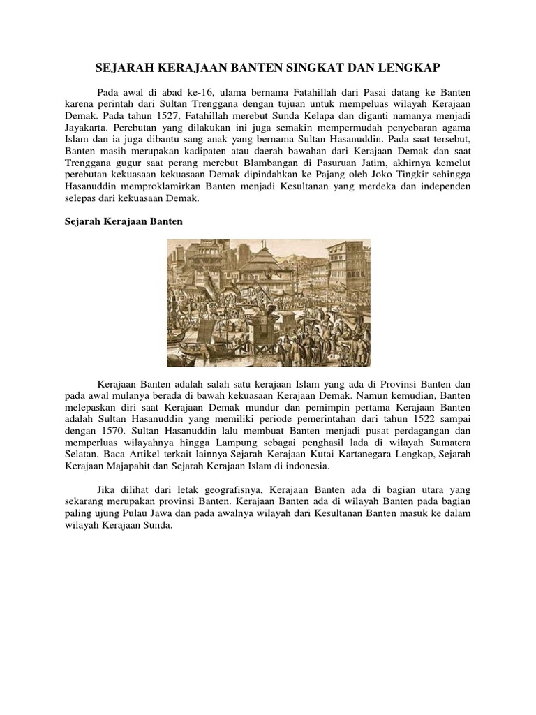 Sejarah Kerajaan Banten Singkat Dan Lengkap | PDF