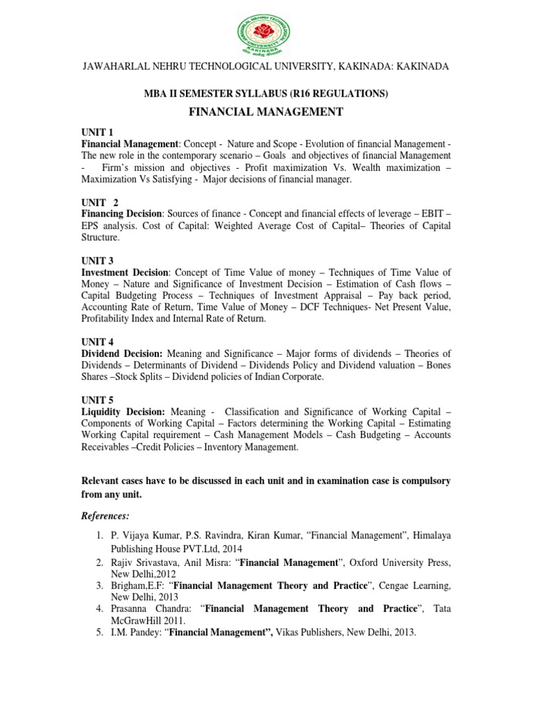 Jntuk r16 I Year Mba II Semester Syllabus | PDF | Statistical ...