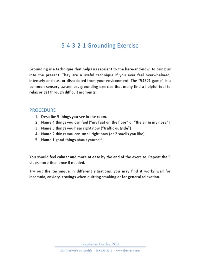 Grounding Exercise | PDF