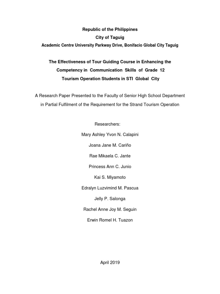 IMRAD Title Page April 10 2019 | PDF | Communication | Psychology