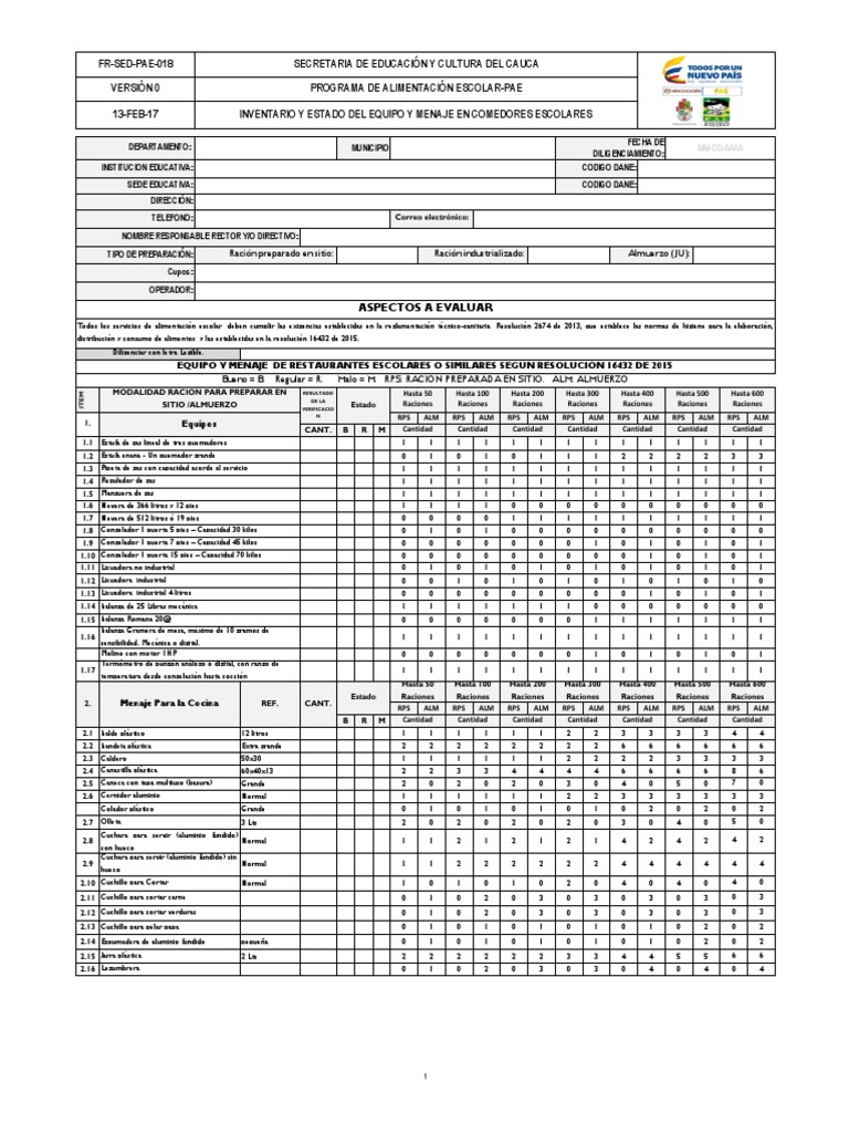Formato de Inventarios | PDF | Implementos nacionales | Ingeniería de Edificación