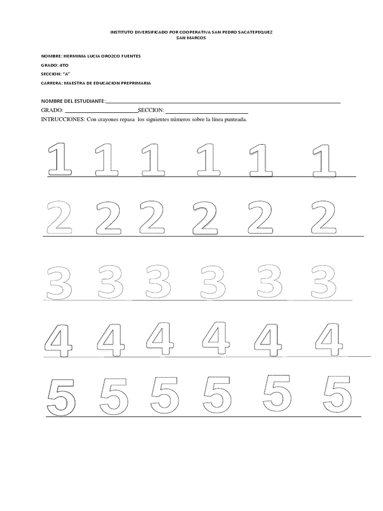 Números Punteados para Repasar | PDF