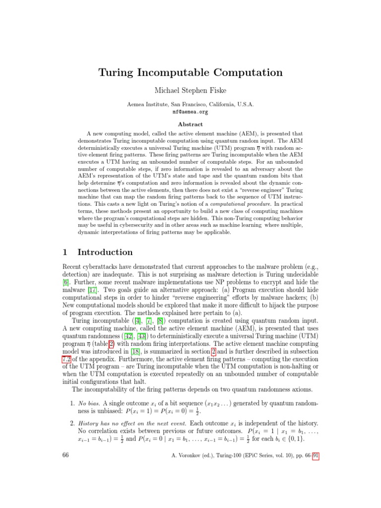 Turing Incomputable Computation PDF | PDF | Algorithms | Randomness