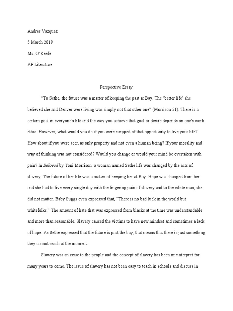 Perspective Essay | PDF | Mind | Slavery