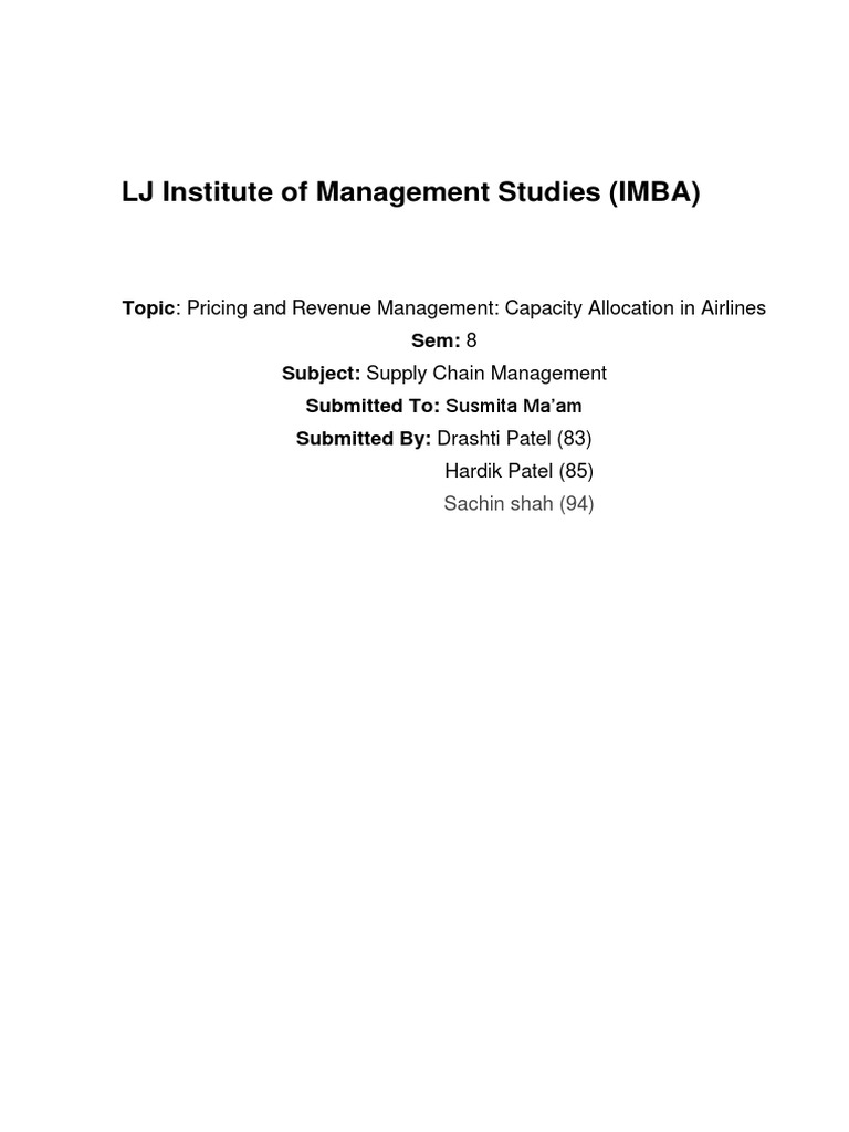 LJ Institute of Management Studies (IMBA) | PDF | Airlines | Economic ...