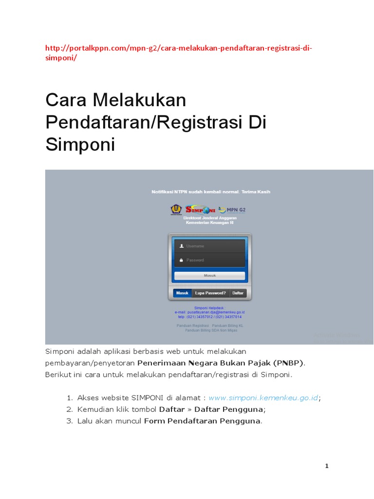 SIMPONI Tutorial (PNBP) | PDF