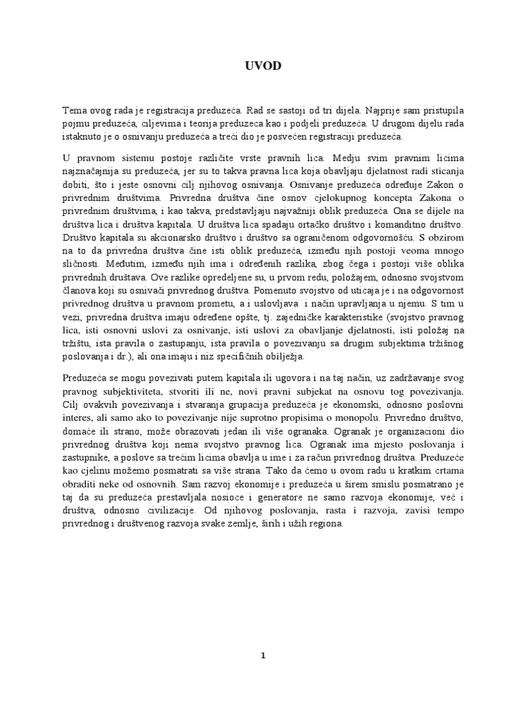 Registracija Preduzeca | PDF