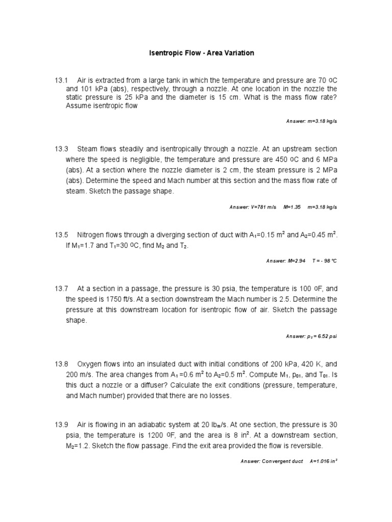 Isentropic Flow - Area Variation | PDF | Nozzle | Rocket Engine