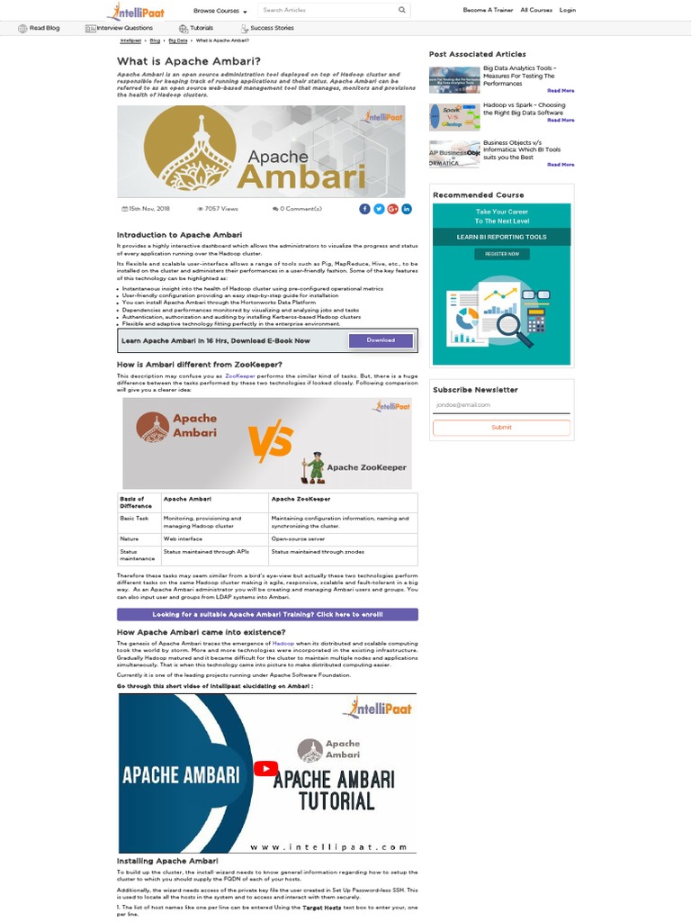 What Is Ambari - Introduction To Apache Ambari Architecture | PDF | Apache Hadoop | Computer Cluster