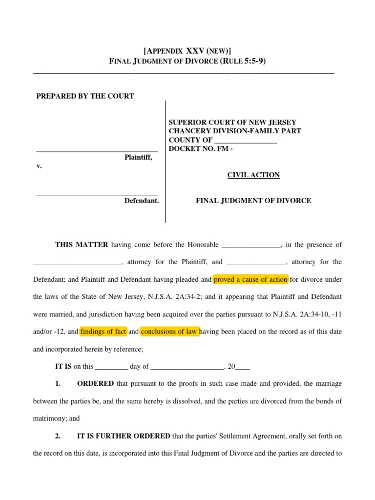 Final Divorce Judgment Template | PDF | Divorce | Settlement (Litigation)