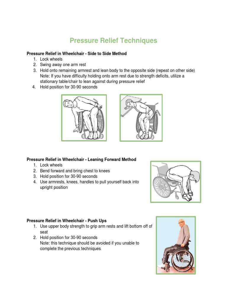 Wheelchair Pressure Relief Techniques | PDF | Wheelchair | Pillow