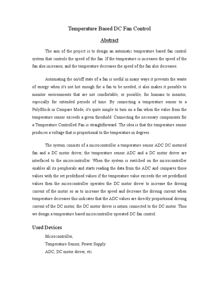 Temperature Based DC Fan Control | PDF
