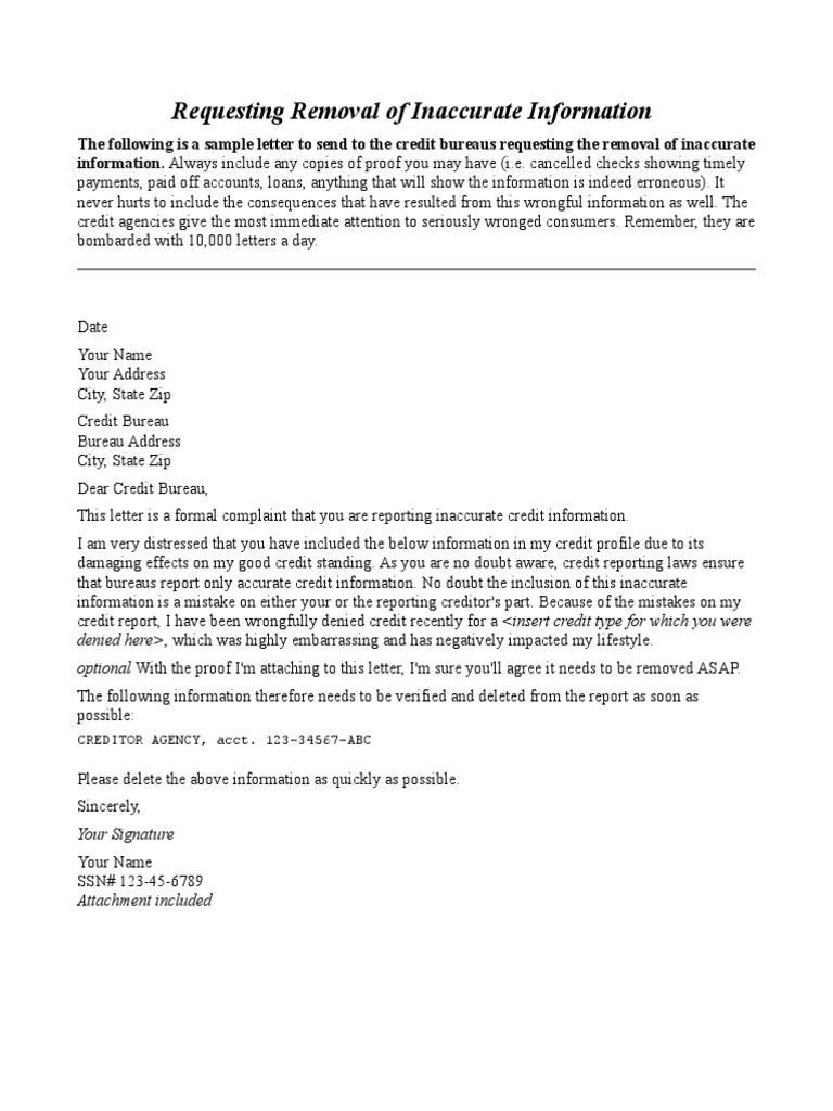 Requesting Removal of Inaccurate Information | PDF