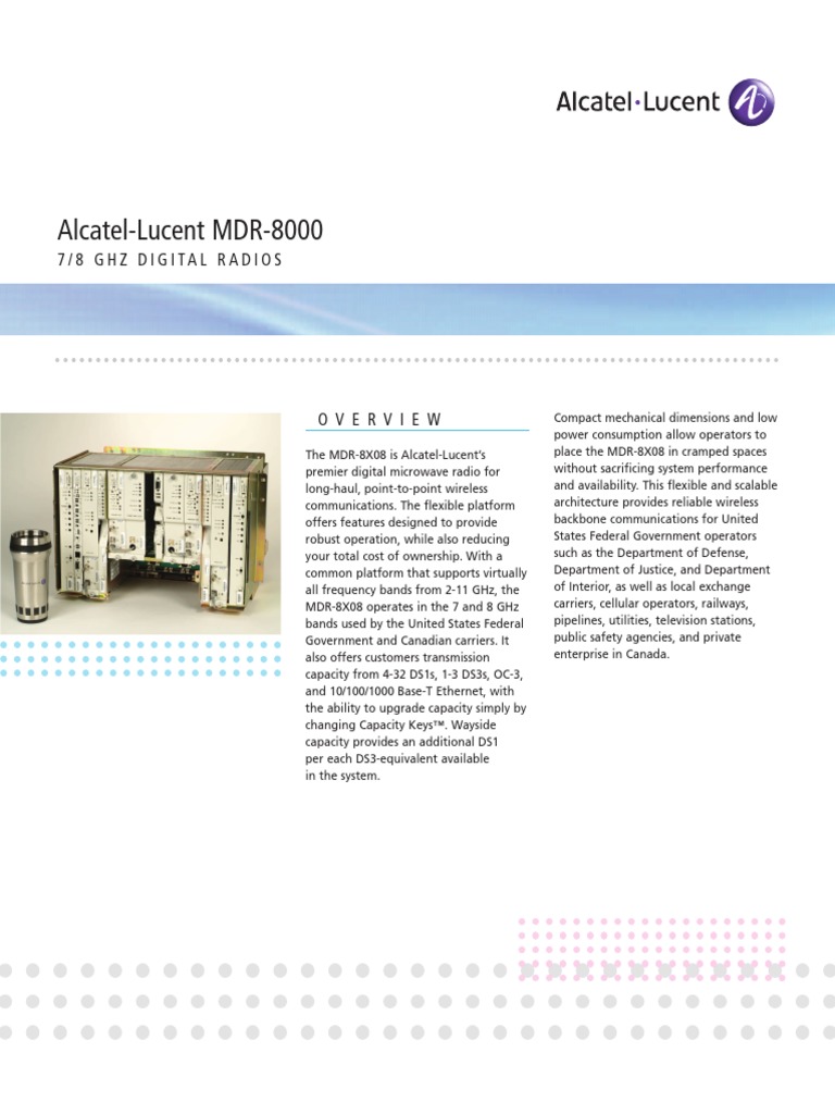 MDR-8000 7-8GHz Ds PDF | PDF | Bandwidth (Signal Processing) | Radio