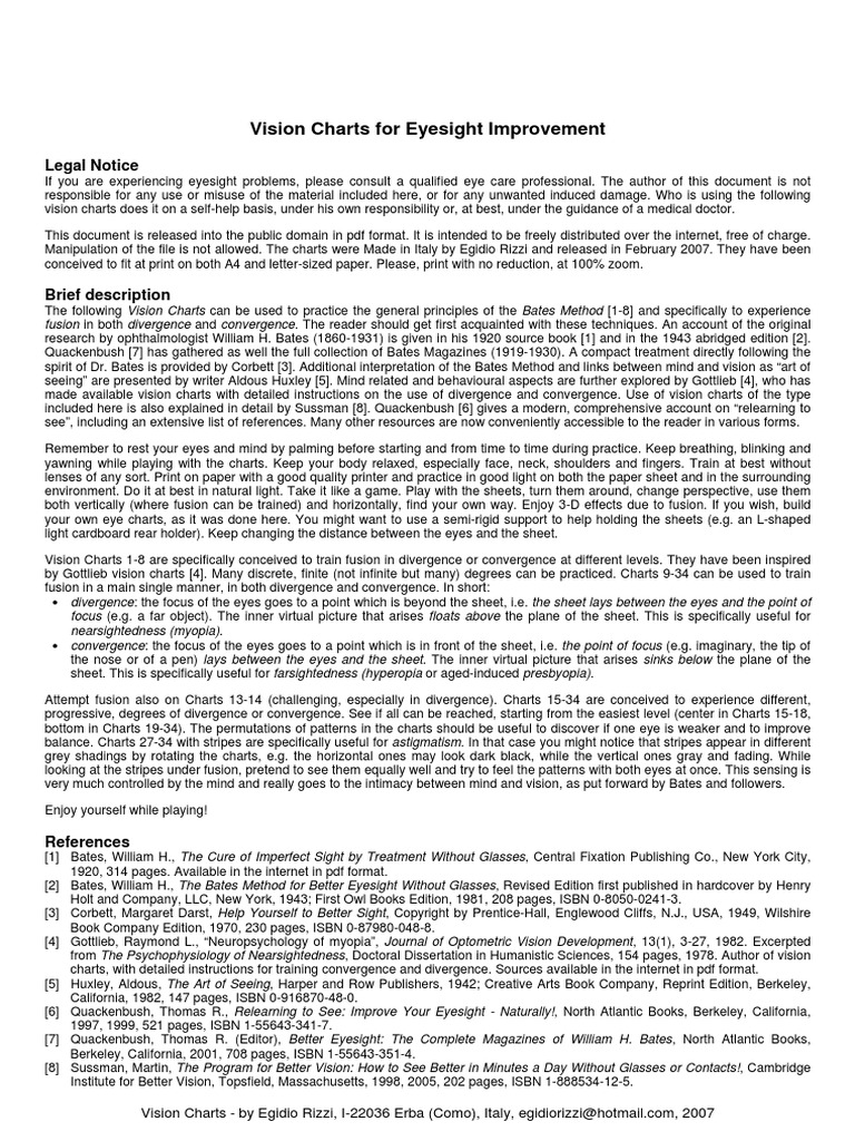Vision Charts For Eyesight Improvement: Legal Notice | PDF | Vision ...