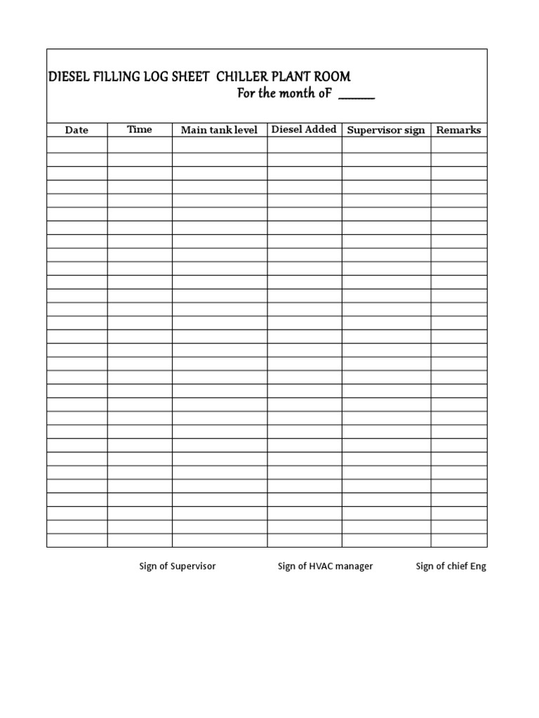 Diesel Log Sheet | PDF