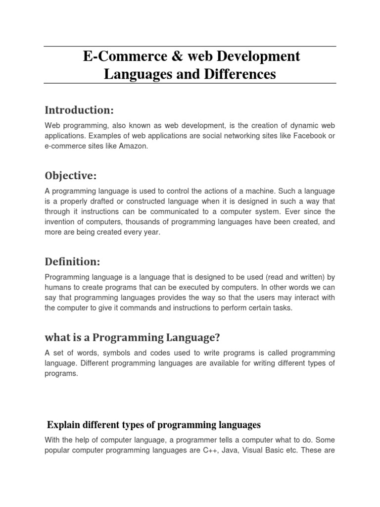 Web Development Programming Language | PDF | Html | Html Element