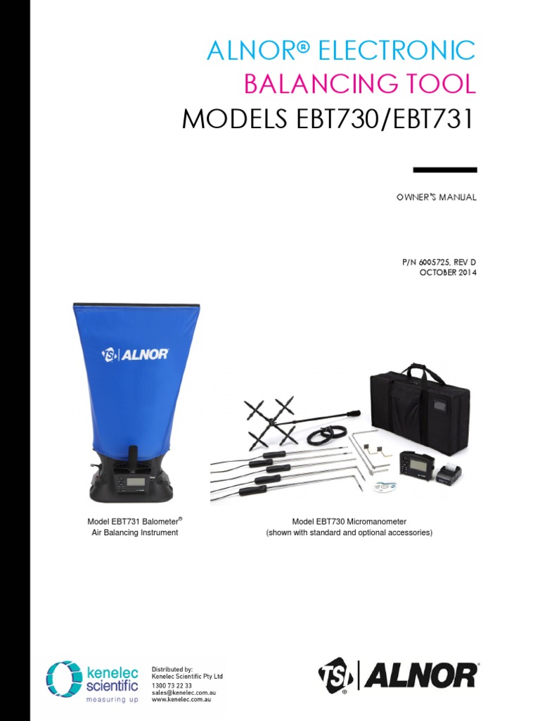 Alnor EBT730 Micromanometer EBT731 Balometer Capture Hood Manual PDF ...