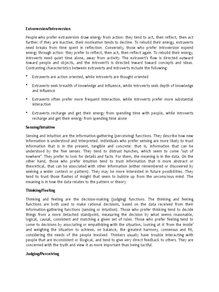 Mbti | PDF | Extraversion And Introversion | Psychological Concepts