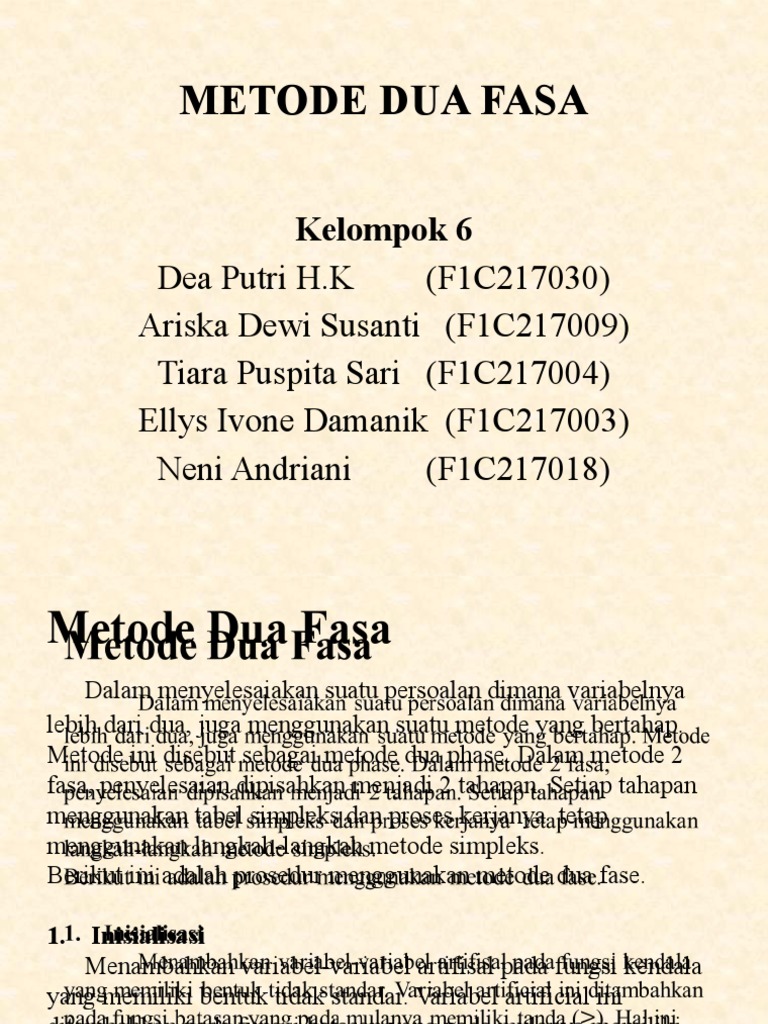 Metode Dua Fase dalam Program Linier | PDF
