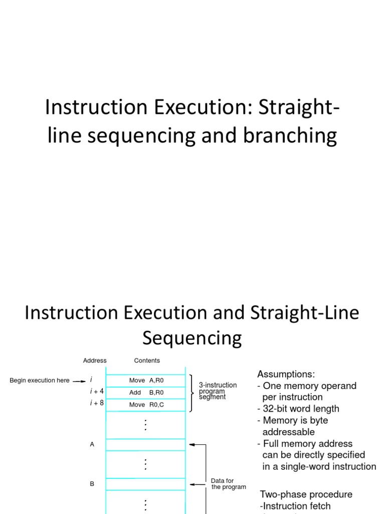 Instruction Execution: Straight-Line Sequencing and Branching | PDF ...