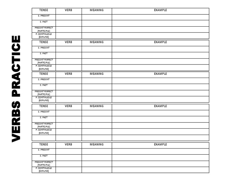 Verb Tenses Practice Chart | PDF