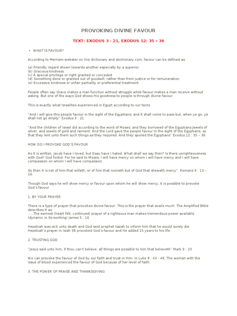 Provoking Divine Favour | PDF | Book Of Exodus | Mercy