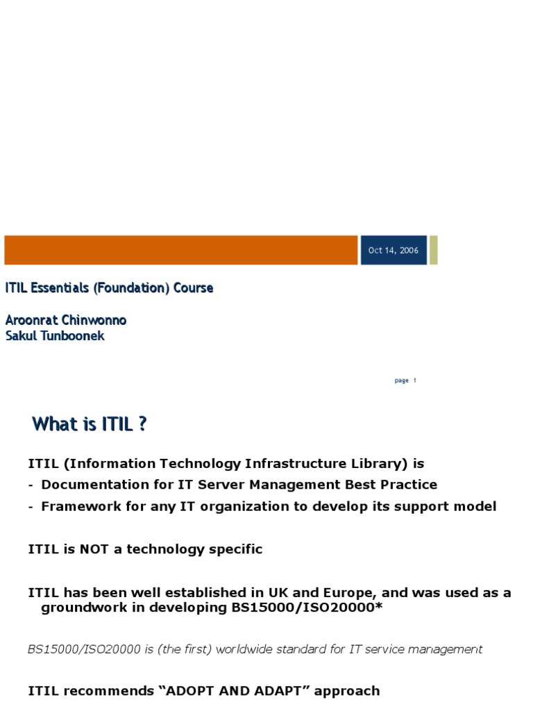 ITIL Foundation Presentation | PDF | Itil | It Service Management