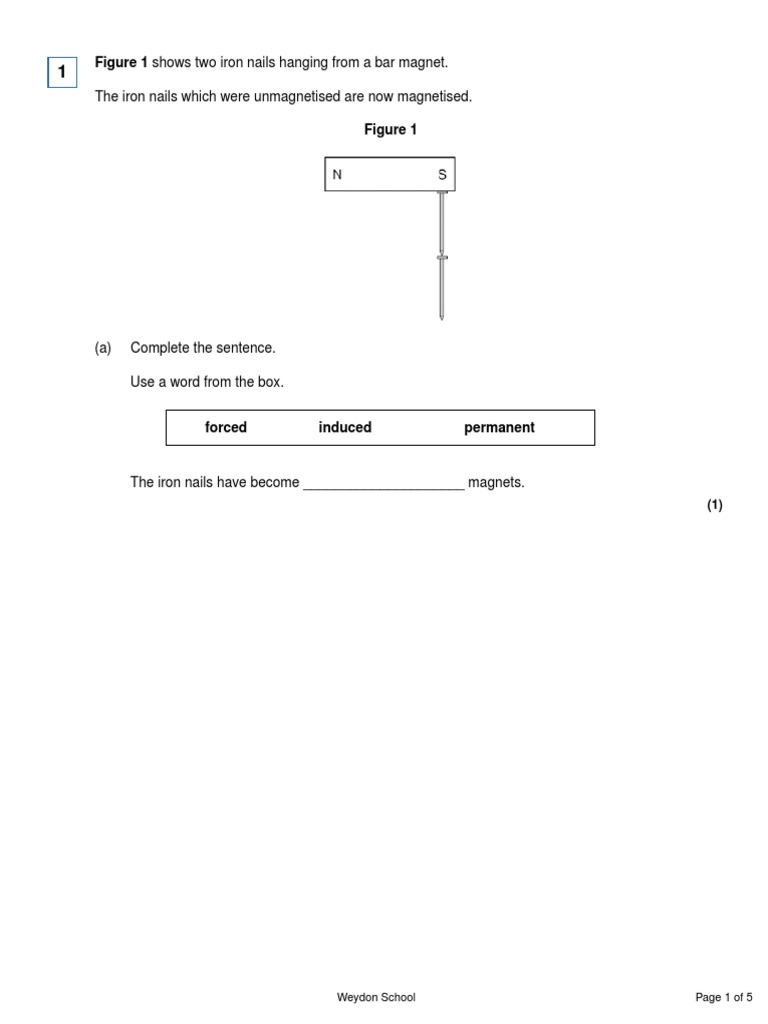 Magnets Exam Qs J | PDF | Magnet | Force