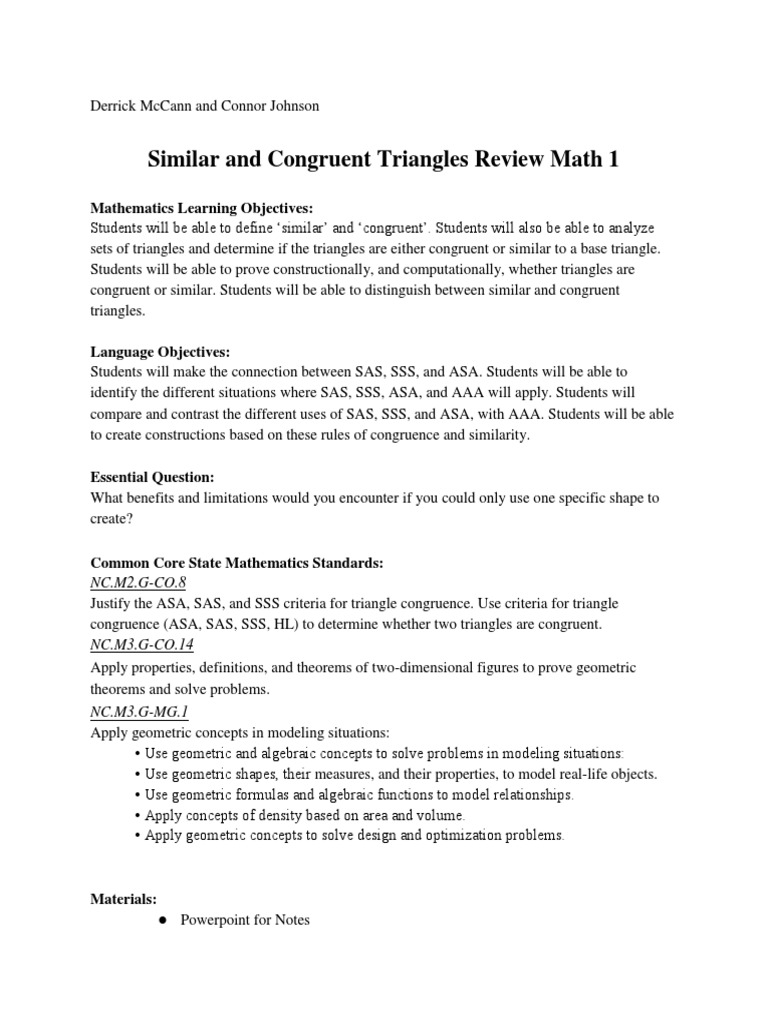 Geometry Lesson Plan | PDF | Geometry | Triangle