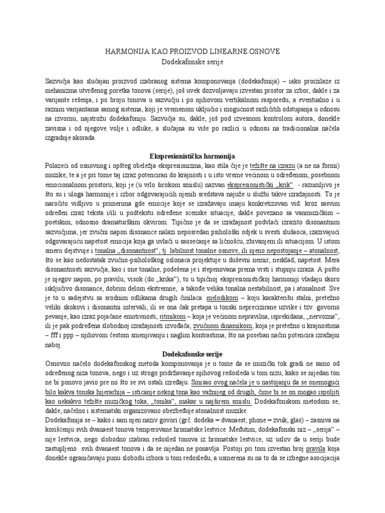 Dodekafonija HARMONIJA | PDF