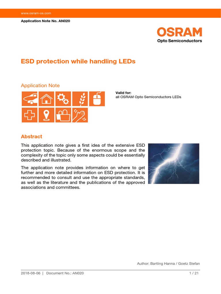 Esd Protection While Handling Leds: Application Note | PDF ...