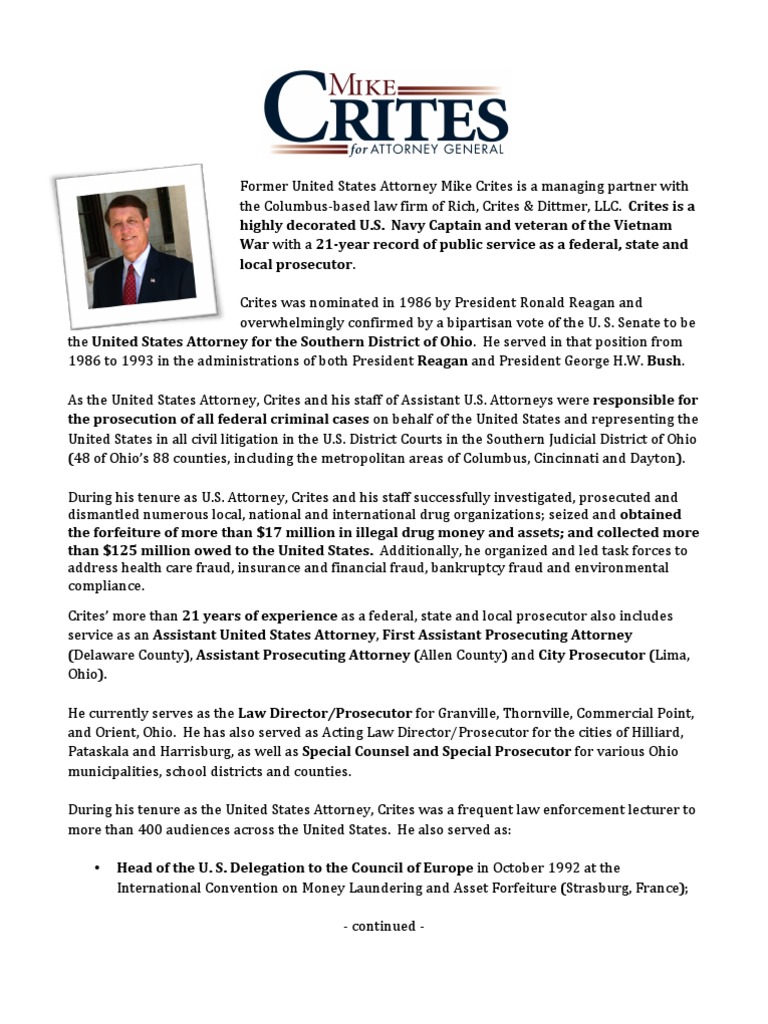 Mike Crites Bio | Prosecutor | Government Information