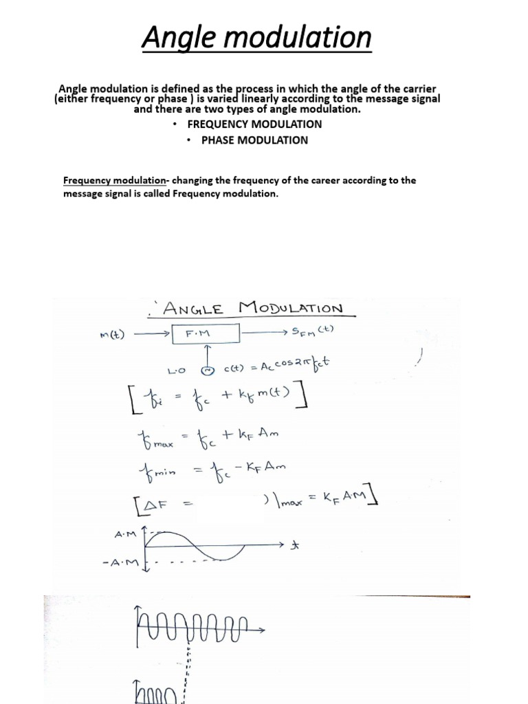 Angle Modulation: - Frequency Modulation - Phase Modulation | PDF | Modulation | Frequency ...